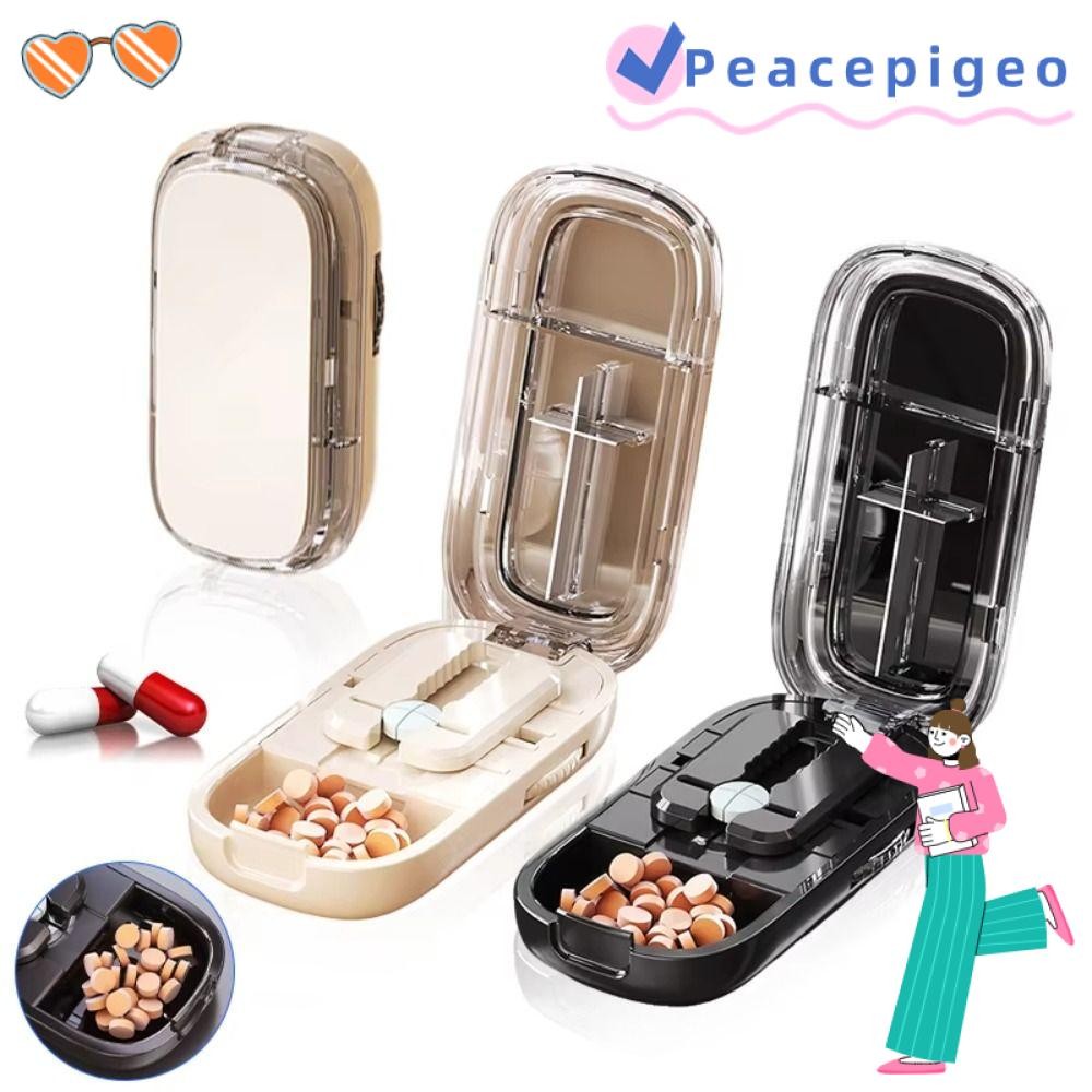 PEACEPIGEO กล่องเก็บเครื่องตัดยา,กันฝุ่น Divider Organizer Quartering Pill Cutter,ยาเม็ดยาเม็ด ...