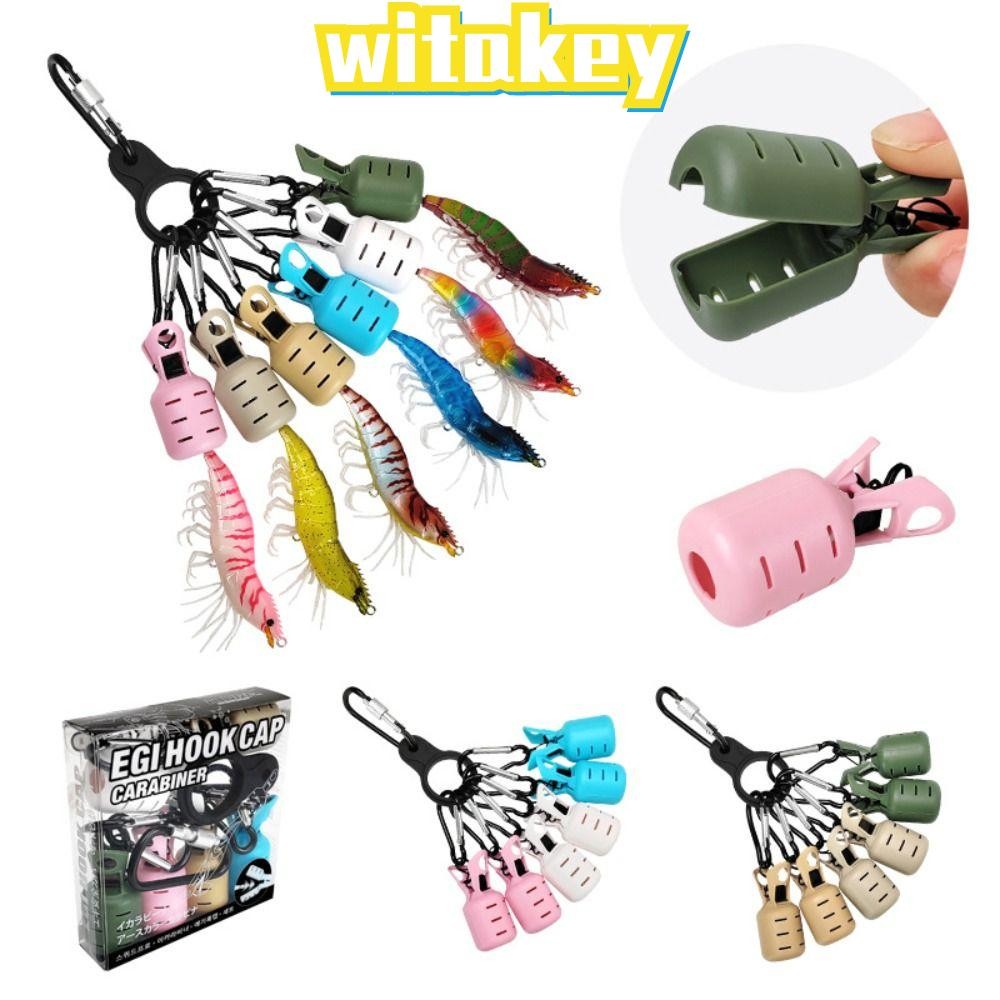 WITAKEY 6 ชิ้นชุดจิ๊กปลาหมึก, อุปกรณ์ตกปลาพร้อมตัวป้องกันเหยื่อ Carabiner, Universal Cuttlefish ...