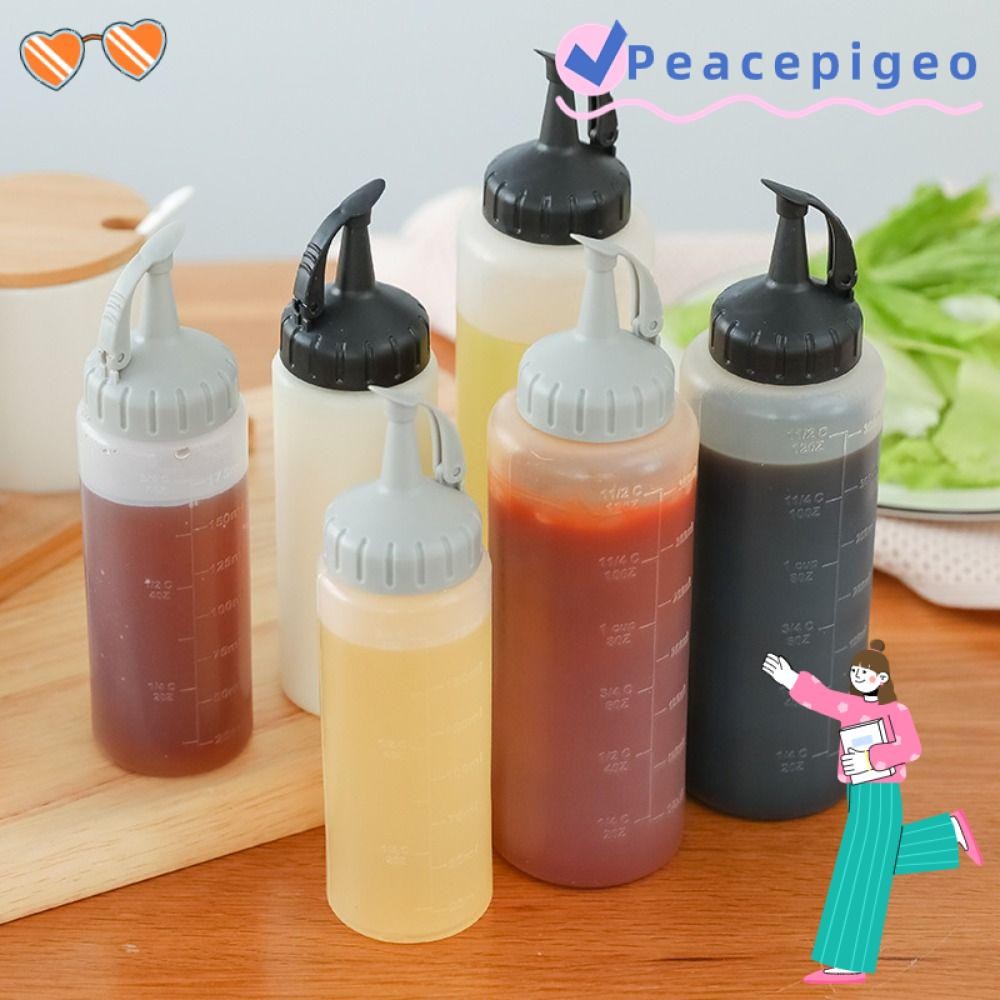 PEACEPIGEO 175ml/350ml ขวดซอสบีบ,พลาสติกเติมสําเร็จการศึกษาขวดบีบ,พร้อมฝาปิดปิดผนึกอุปกรณ์ครัว ...