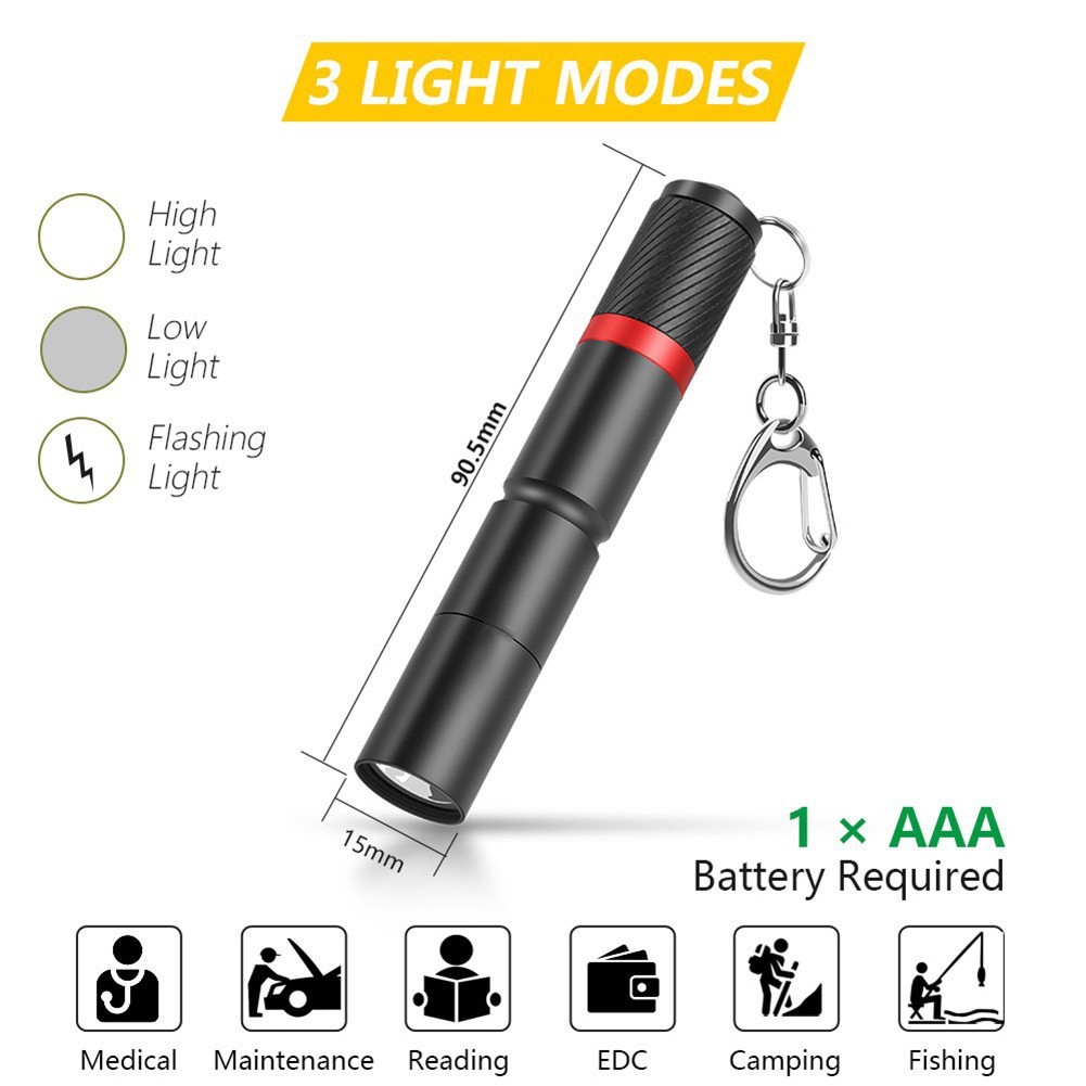 [BLOOMY] Mini LED Key Light Key Ring ไฟฉาย 3 โหมดไฟฉาย Super Bright ...