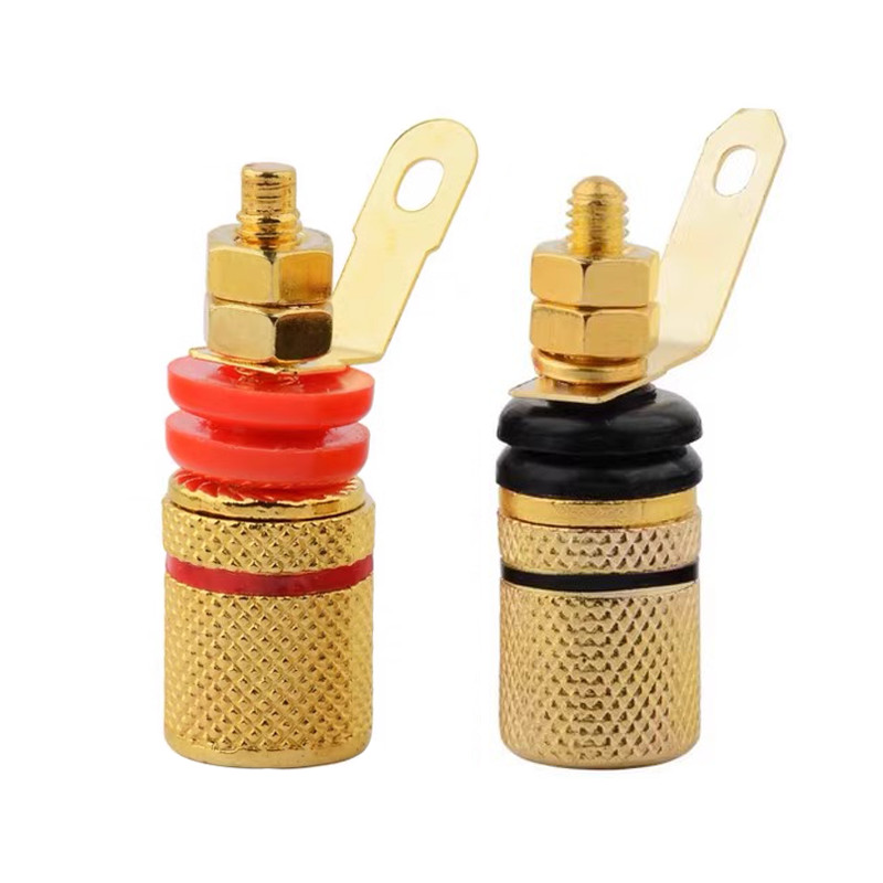 Gold Plated Amplifier ลําโพง Terminal Binding Post Banana Plug Socket ...