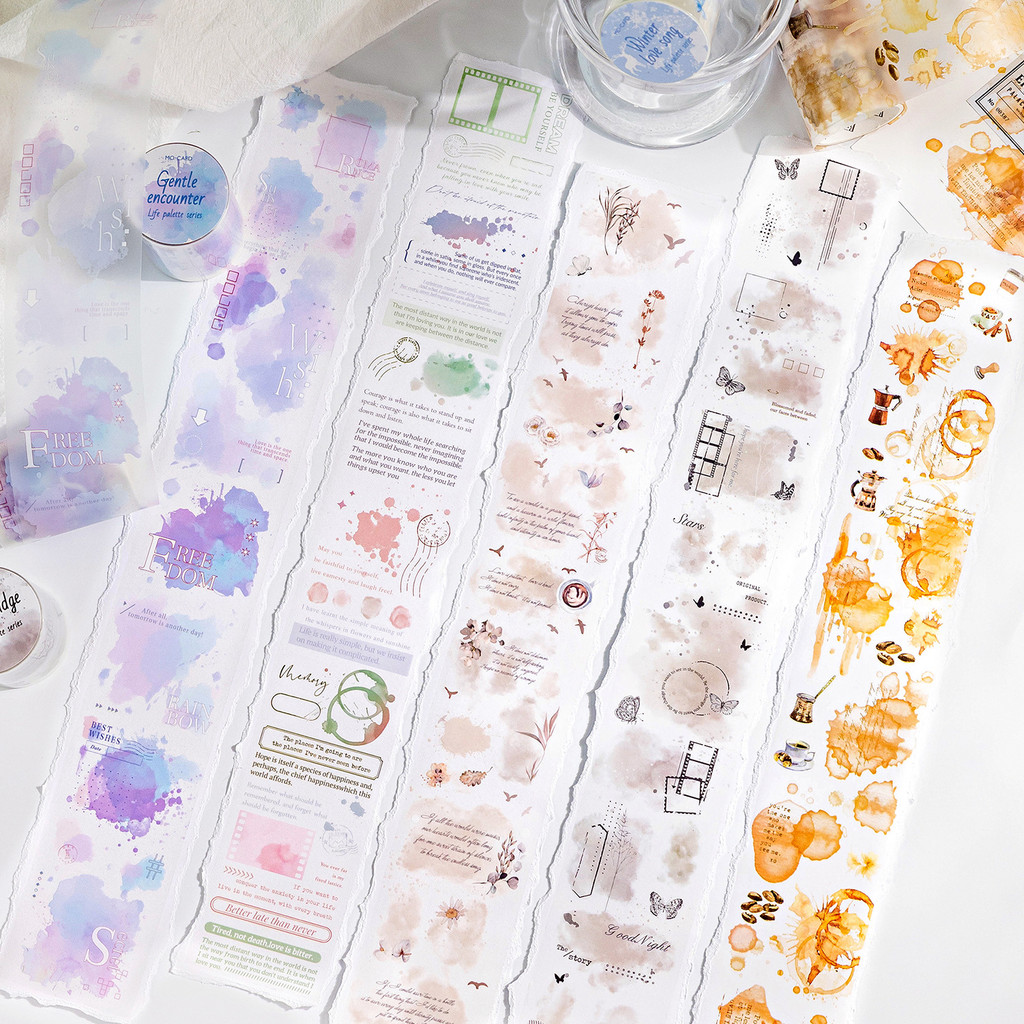 ไดลี่|Matte PET White Ink Tape Life Palette สติกเกอร์สีน้ํา Smudge ...