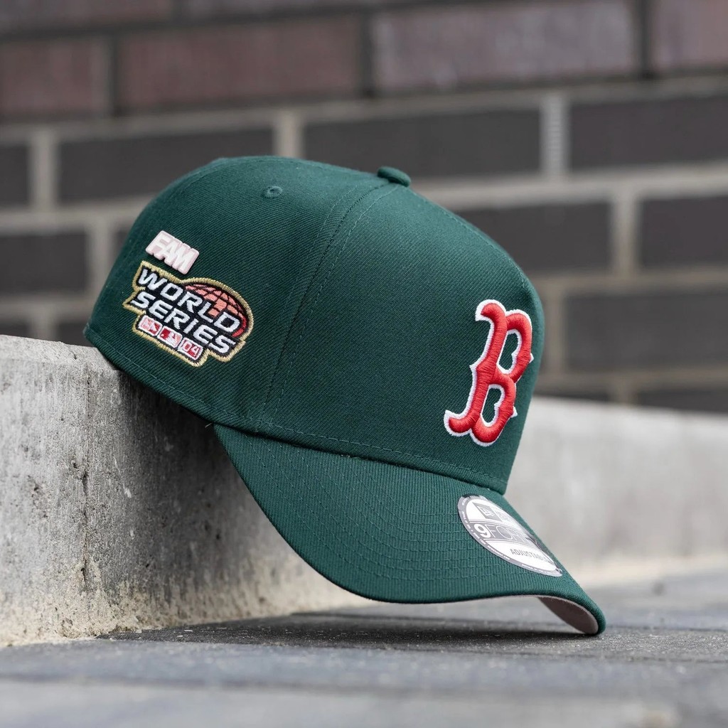 ใหม่ Era 9forty A Frame Mlb Boston Red Sox World Series 2004 สีเขียวเข้ม สีชมพู Uv Snapback 7444