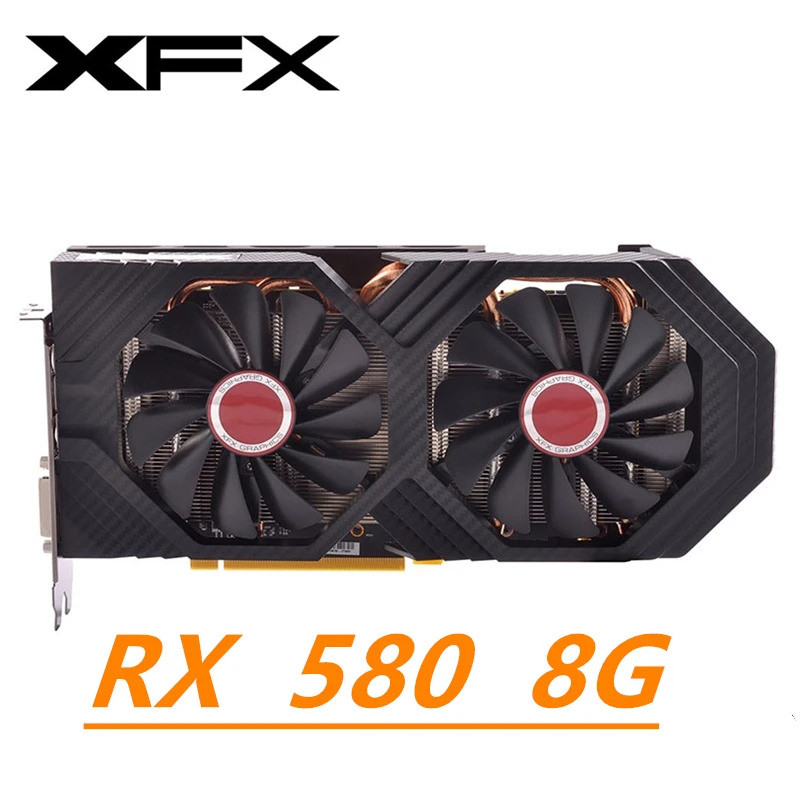 การ์ดวิดีโอ XFX RX 580 8GB AMD สำหรับเดสก์ท็อปพีซี เกม มайнิ่ง 2304SP ...