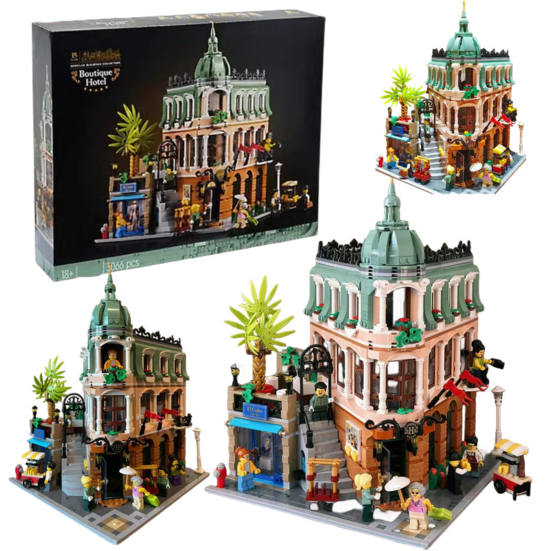 บล็อกตัวต่อจีน ซีรีส์ฉากถนน 10297 มุมโรงแรมบูติก สถาปัตยกรรมเมือง บ้าน ...