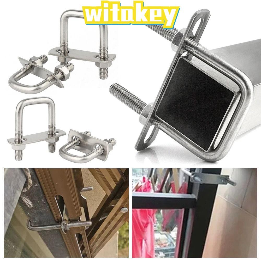 Witakey 2 ชุดท่อ U-Clamp, เหล็กมุมขวา U-Bolt Square Clamp, สกรู M6 ทนทานพร้อม Baffle Squa Bolt ...