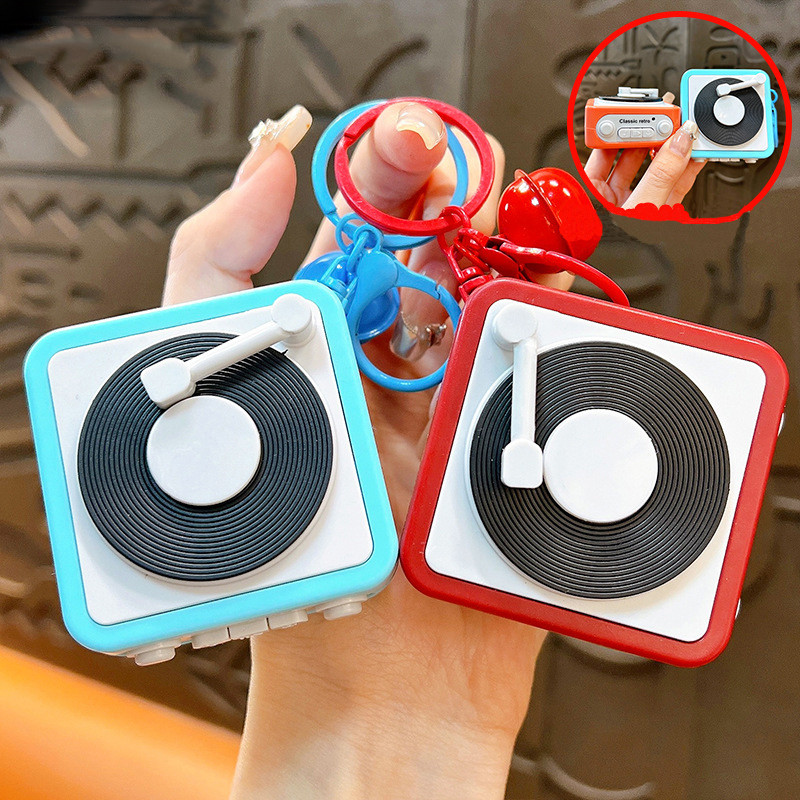 Retro Gramophone เครื่องเล่นแผ่นเสียง Key Chain Mini Recordable Music ...
