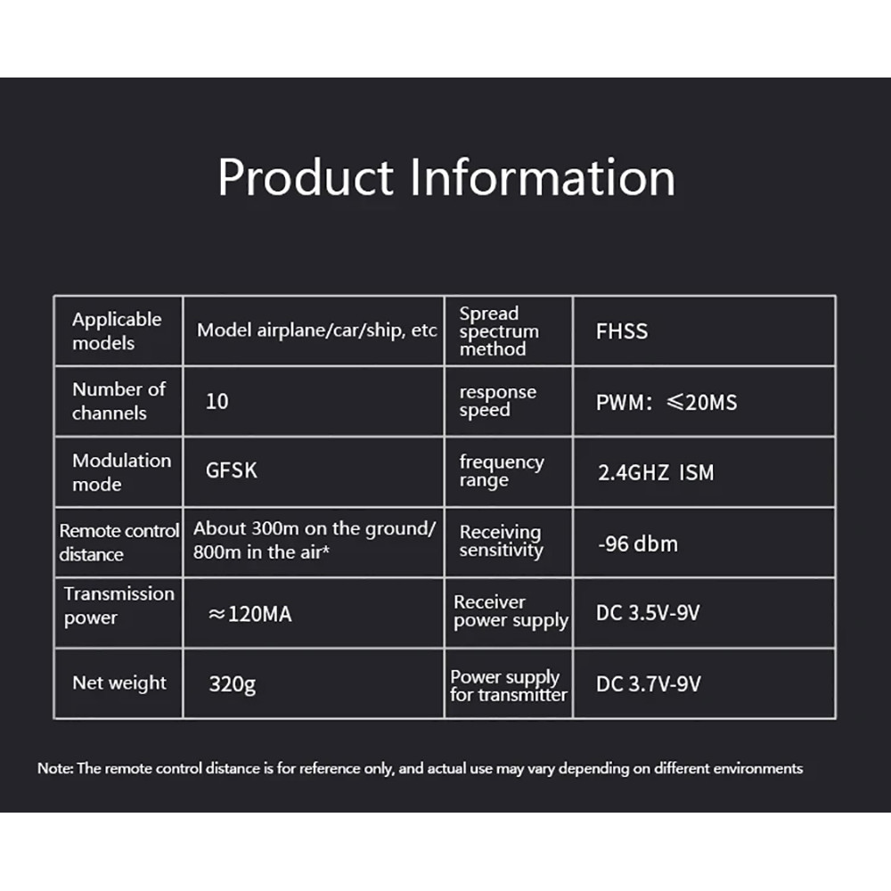 Hotrc HT-10A RC เครื่องส่งสัญญาณ 10CH 2.4G 1.7 นิ้วหน้าจอ F-10A ตัวรับสัญญาณสําหรับเครื่องบิน ...