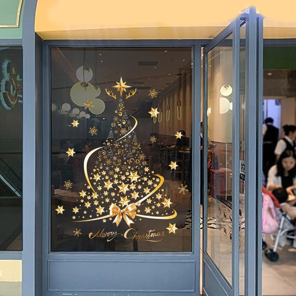 ลดราคาFestive Gold Star Window Stickers for aChristmas Tree Display ...