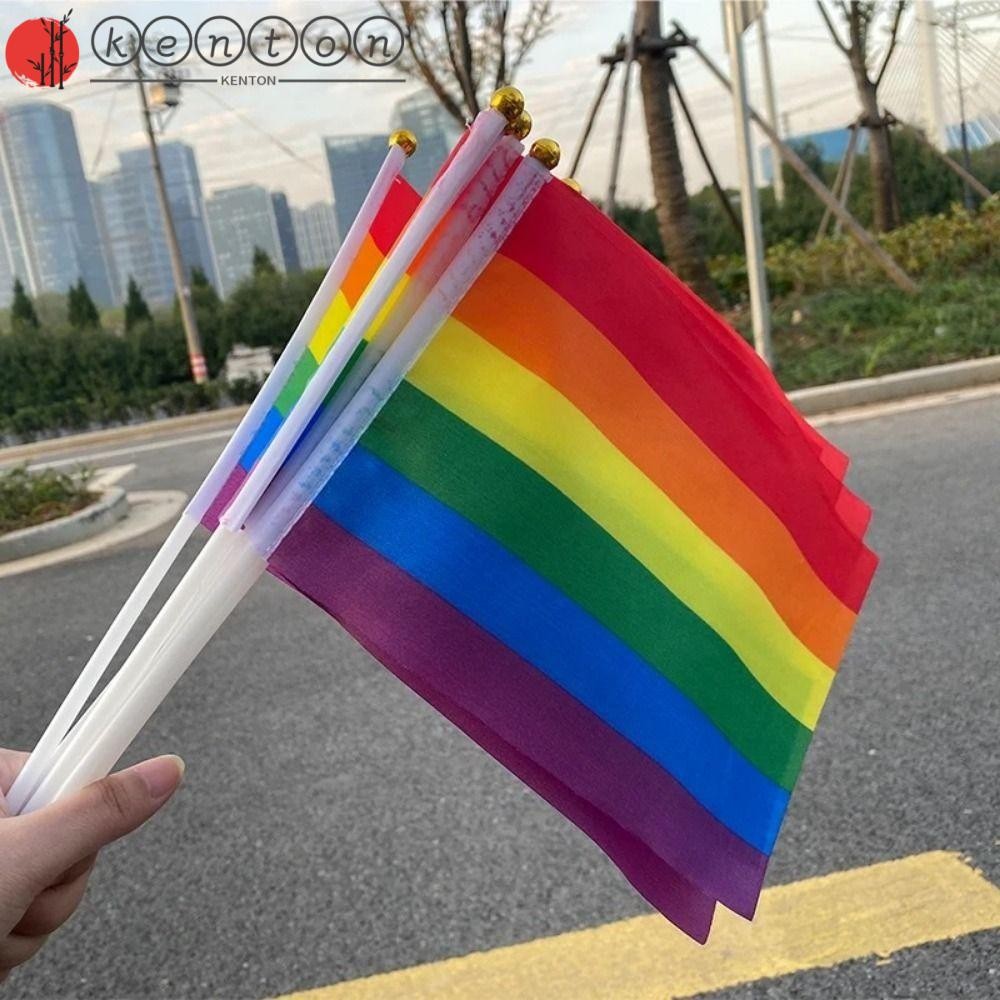 KENTON 10 ชิ้น Rainbow Hand Flag, Pride Day LGBT Rainbow Flags, อเนก ...