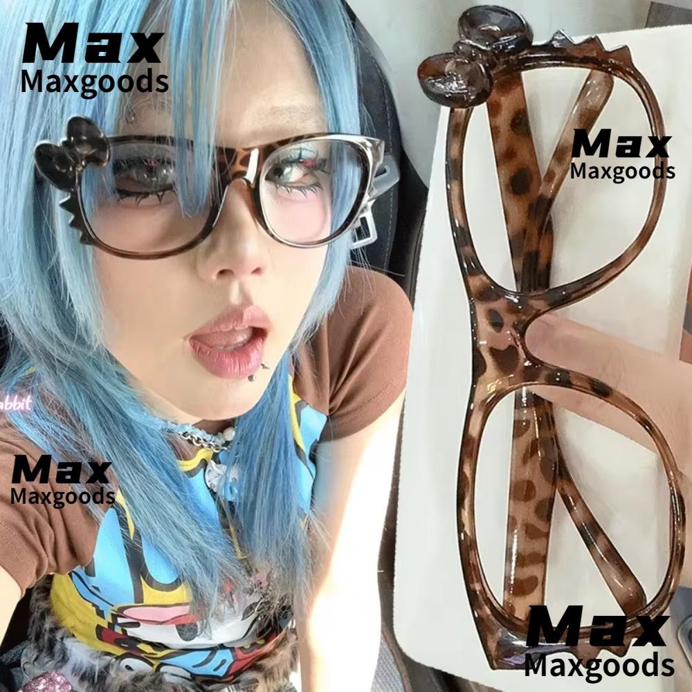 Maxg Hello Kitty กรอบแว่นตา, Retro Harajuku เสือดาวพิมพ์กรอบแว่นตา,แบรนด์หรู Designer น่ารัก Y2K ...