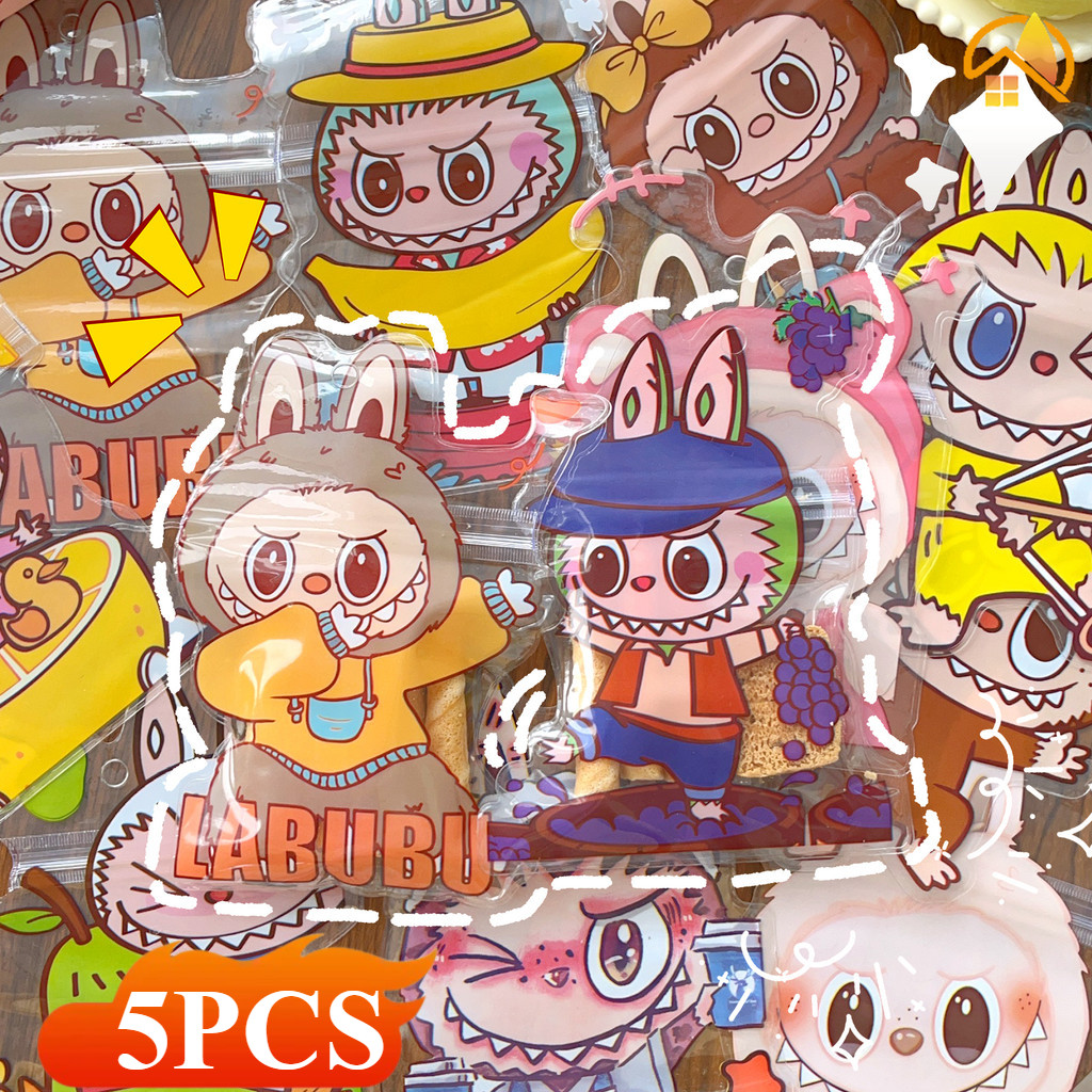 5 ชิ้นการ์ตูน Labubu PET ถุงปิดผนึกด้วยตนเอง - ถุงของขวัญน่ารัก Candy ...