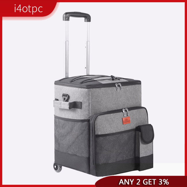 I4otpc รถเข็นฉนวนกันความร้อนกระเป๋ากลางแจ้งแบบพกพาปิคนิคขนาดใหญ่ความจุ Oxford ผ้ารถเข็นถุง ...