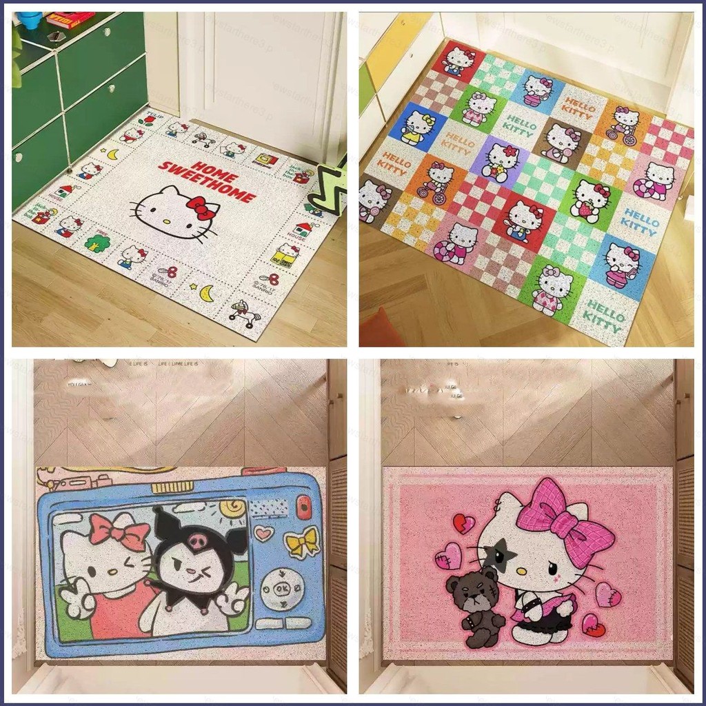 Ye Hello Kitty Kuromi พรมปูพื้นบ้านประตูทางเข้าเสื่อห้องนอนในร่มน่ารัก ...
