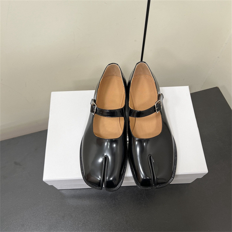 AGWH MM6 Genuine Leather Sole Split Toe Shoes for Women Classic tabi ...