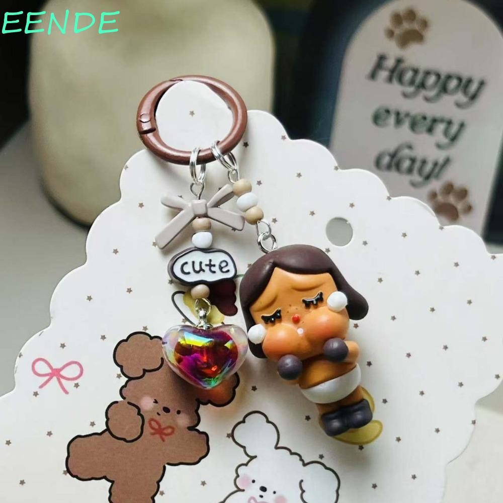 EENDE ชุดตุ๊กตาพวงกุญแจ,ซิลิกาเจลลูกอมสี Flocking Crybaby Key แหวน ...