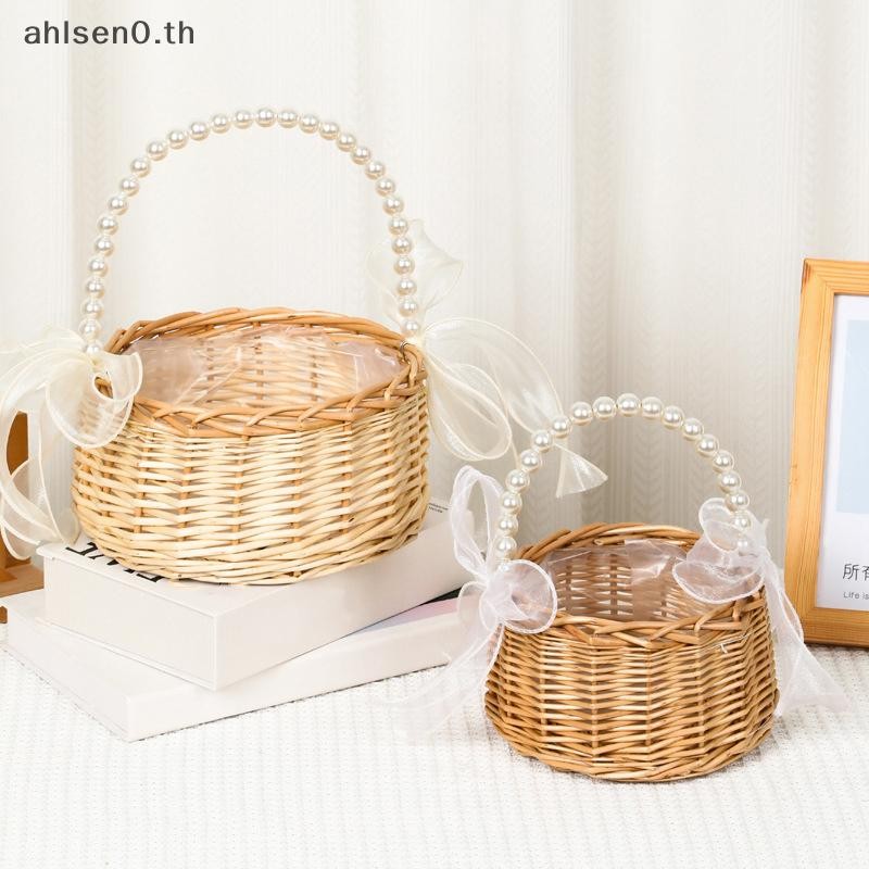 Ahlsen0 Willow หวายสีเหลืองดอกไม้ตะกร้าขนาดเล็กตะกร้าทอที่ทนทาน Handmade ตะกร้าหวาย th | Shopee ...