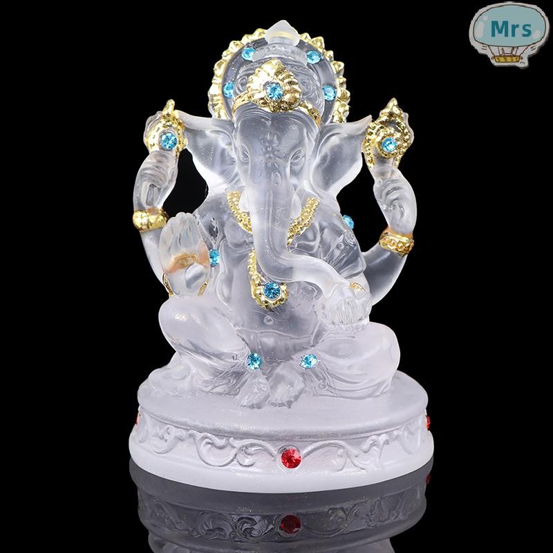 [MR] Ganesh Hindu ช้างเทพเจ้าแห่งความสําเร็จรูปปั้นเรซิ่นตุ๊กตาโปร่งใส ...