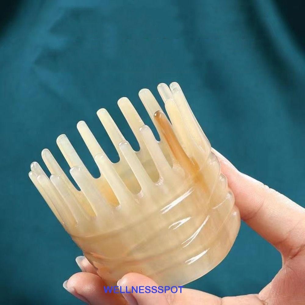 Wellnessspot หวีนวดฮอร์น Ox, หวีแชมพู Meridian Scraping แปรงนวดหนัง ...