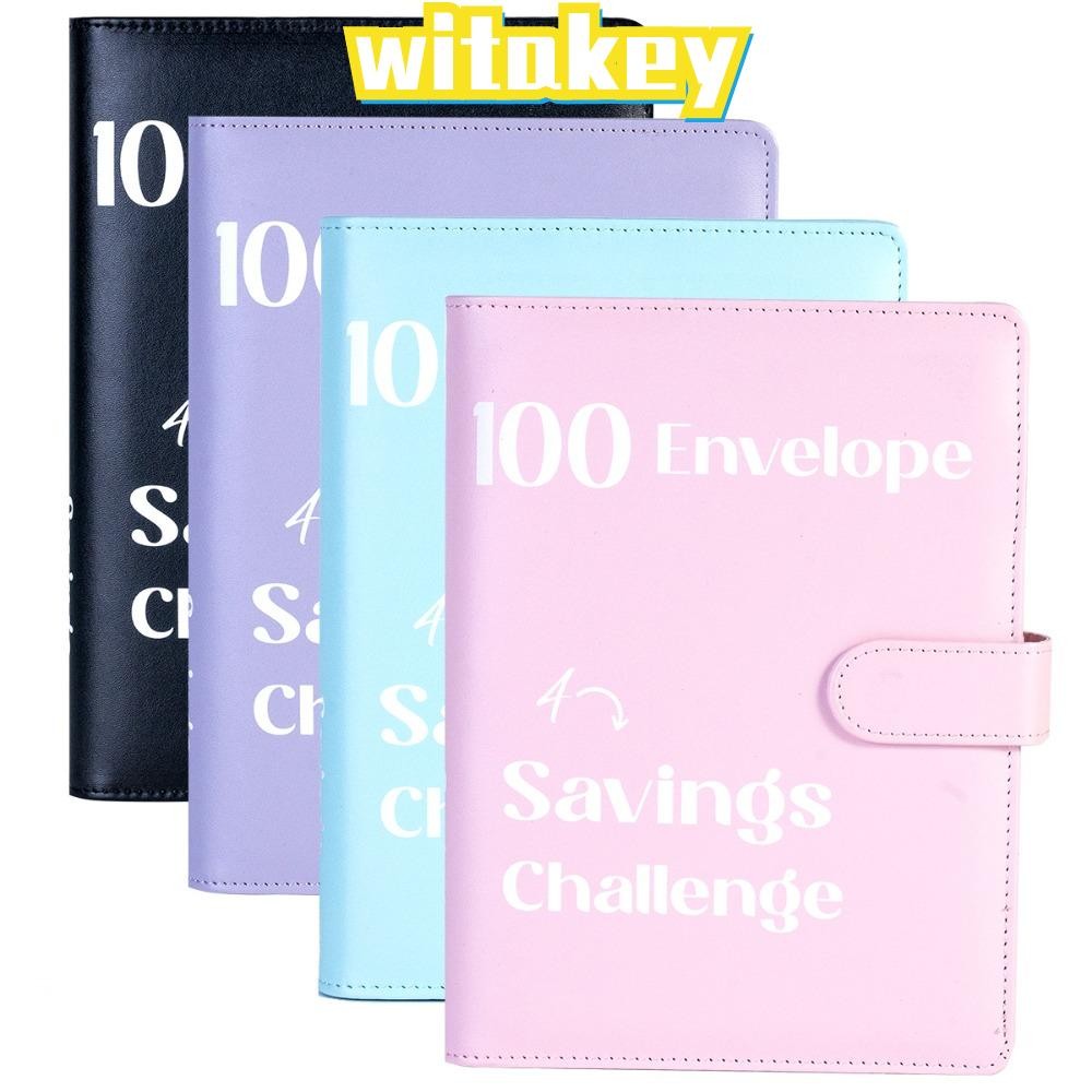 WITAKEY Saving Challenge Binder, PU กันน้ํา 100 ซองประหยัดเงิน Challenge, Multifunctional นํา ...