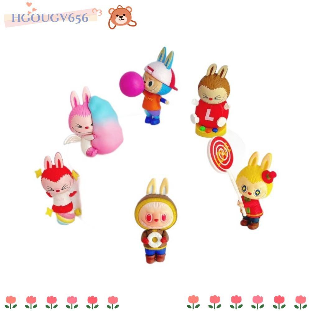 HGOUGV656 ตุ๊กตาเดสก์ท็อปเครื่องประดับ, Mini POPBEAN Labubu กล่อง ...