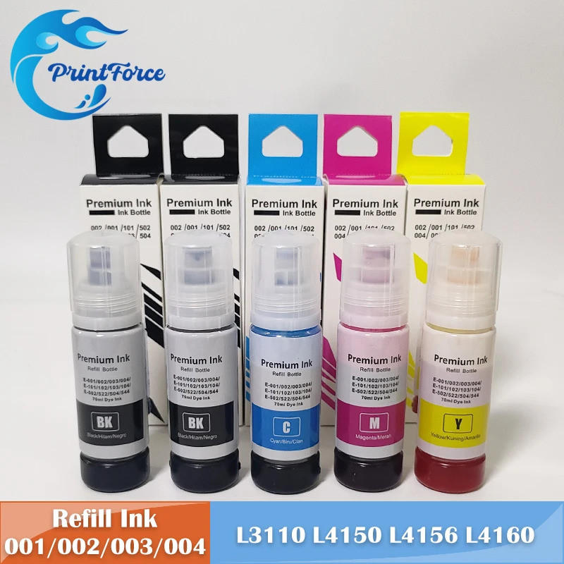 001 002 003 004 101 102 103 104 502 522 504 544 หมึกเติม 70ML สำหรับ Epson L4150 L4156 L4160 ...