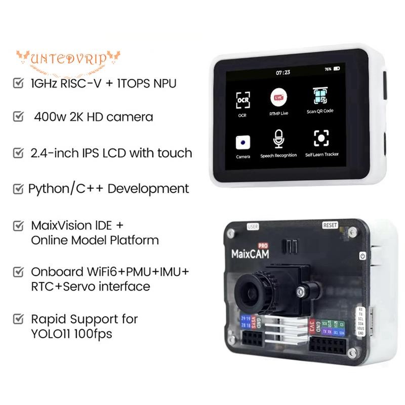 สําหรับ MaixCAM Pro AI ชุดกล้อง NPU SG2002 RISC-V OpenCV WIFI6 พร้อมลําโพง MIC หน้าจอ 2.4 นิ้ว ...