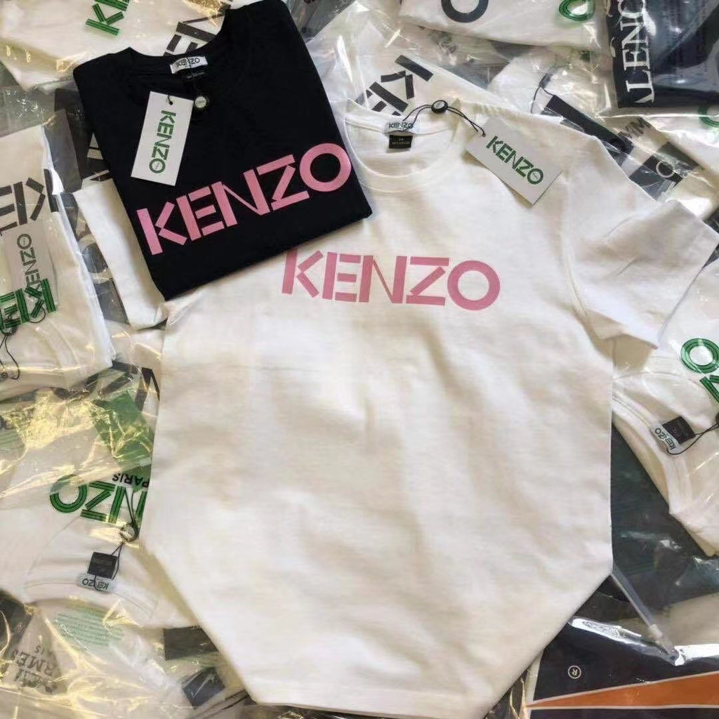 KENZO Simple Letter โลโก้พิมพ์ฤดูร้อนผ้าฝ้ายแท้ระบายอากาศได้เสื้อยืด ...