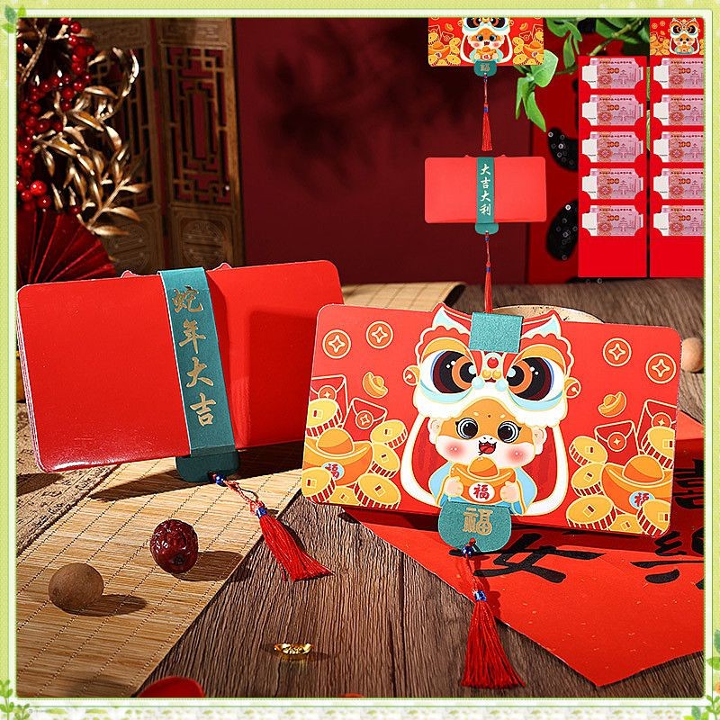 youngtime ซองแดงพับได้ 10 ช่อง 2025 เทศกาลตรุษจีน 2025 กระเป๋าใส่เงินนำโชค ของขวัญเด็ก ตกแต่ง ...