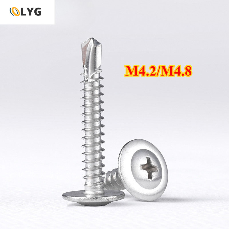 [LYG-T] M4.2/M4.8 น็อต สกรู หัวกลมแบน แฉก สแตนเลส 304 ปลายสว่าน / Wafer Head Phillip Self ...