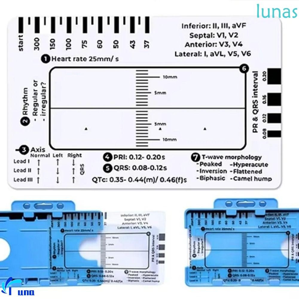LUNASOL ECG 7 Step Ruler Card, Interpretation Portable Pocket ECG/EKG ...