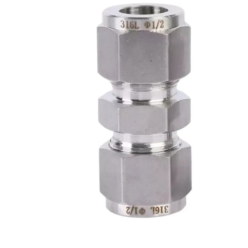 SUS316L สแตนเลสการบีบอัด Union Coupler 1/16 "-1" 3-25mm Tube OD PIPE ...