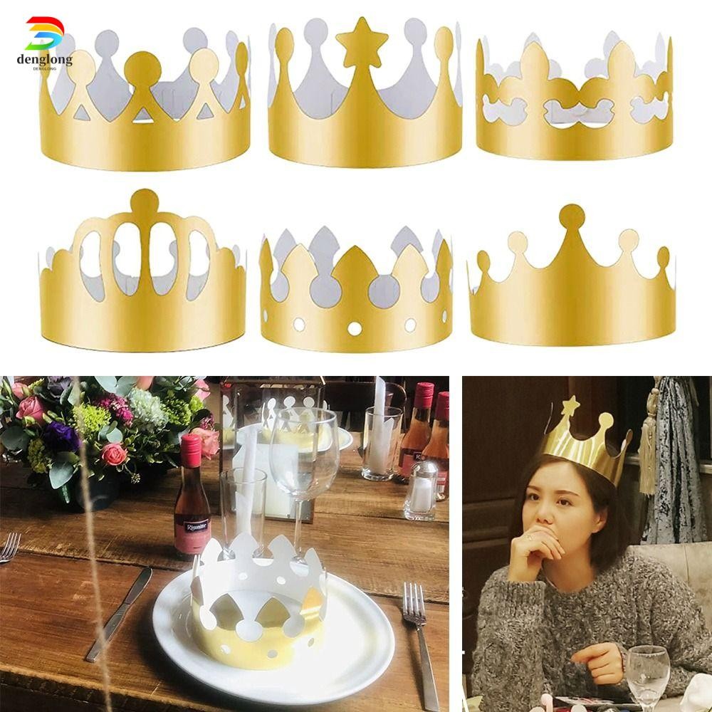 DENGLONG 10 ชิ้นกระดาษมงกุฎหมวกบรรยากาศเครื่องประดับหมวกฉลองเด็ก Aldult King Crowns | Shopee ...