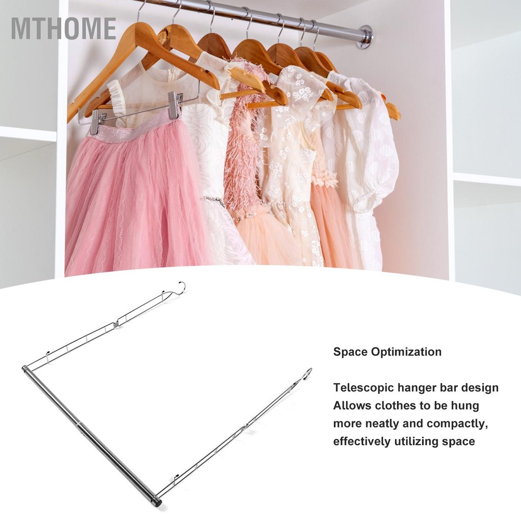 MTHome Hanging Closet Rod Multipurpose Stainless Steel Adjustable ...