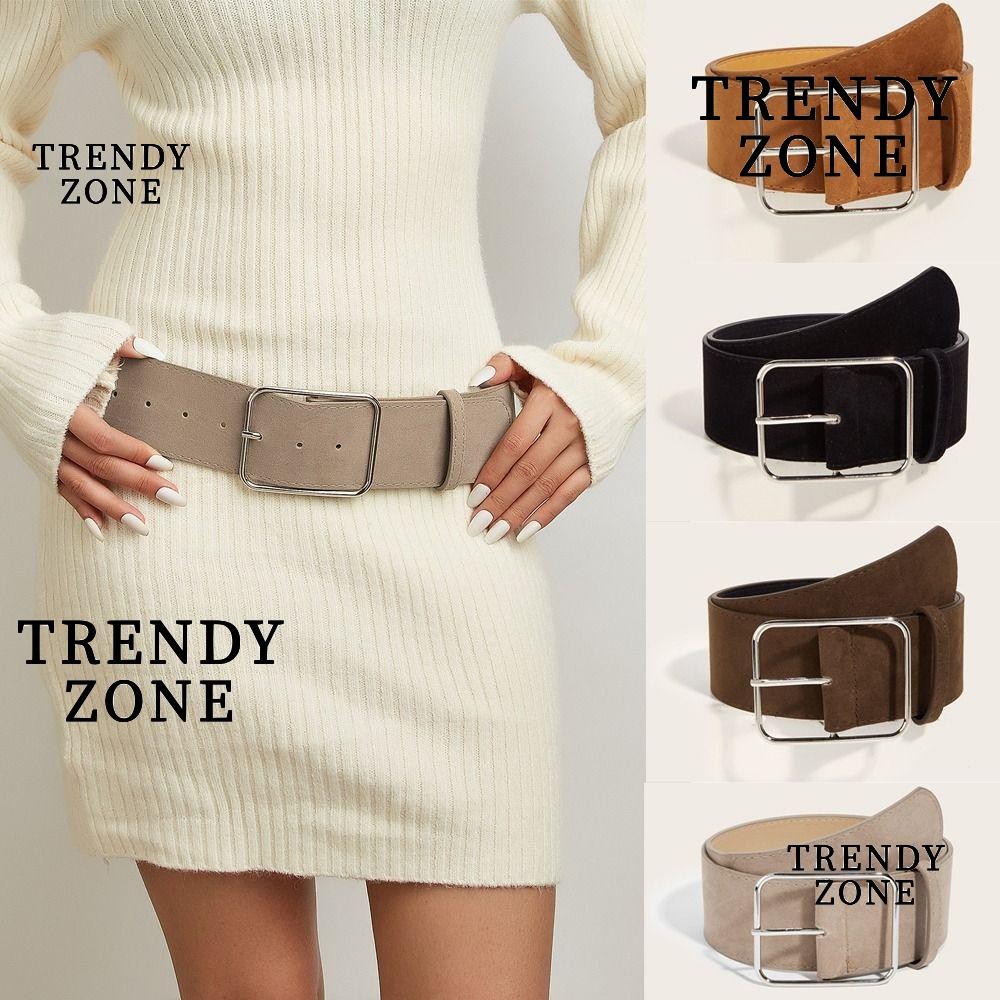 TRENDYZONE Pin Buckle Waistband, Casual Luxury Design Suede Leather ...