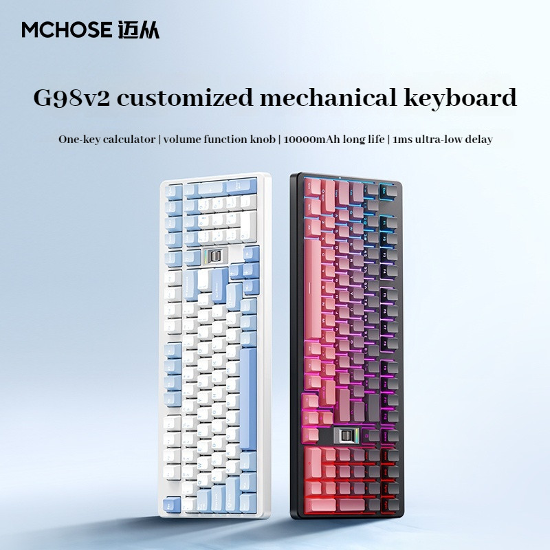 MCHOSE G98 V2 คีย์บอร์ด Tri-mode โครงสร้างปะเก็นไร้สาย Hot Swappable สวิทช์ 10000mAh แบตเตอรี่ ...
