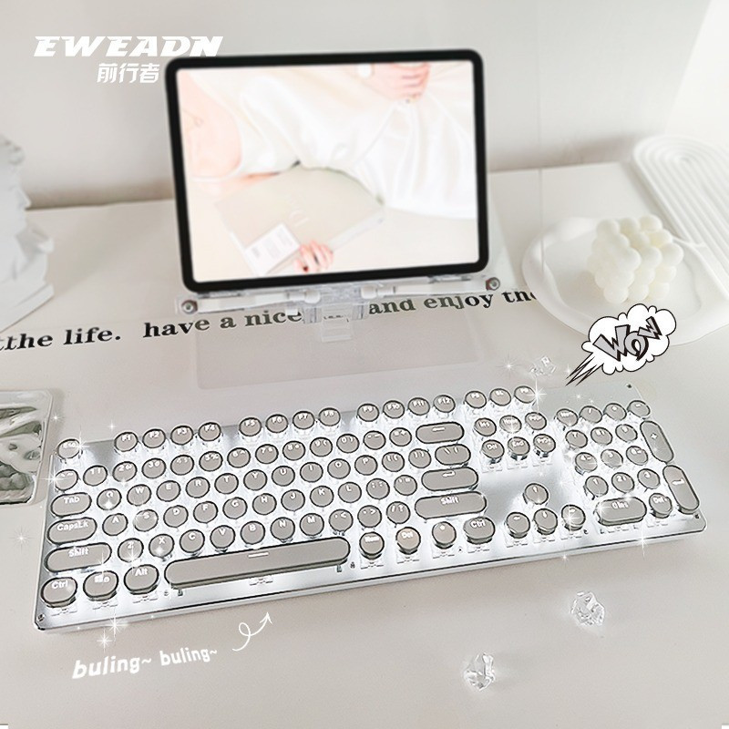 ♥Eweadn/TK100คีย์บอร์ดกลไกย้อนยุค steampunk สาวน่ารักเกมคอมพิวเตอร์ภายนอกสำนักงานสาย lv38 ...