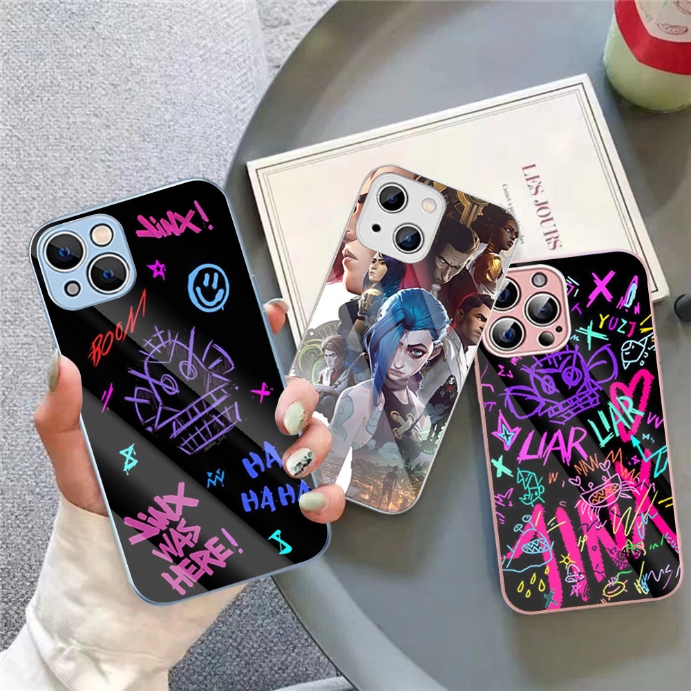 Arcane สาว Jinx กระจกนิรภัยเคสโทรศัพท์สําหรับ iphone XR XS Max 11 12 13 ...