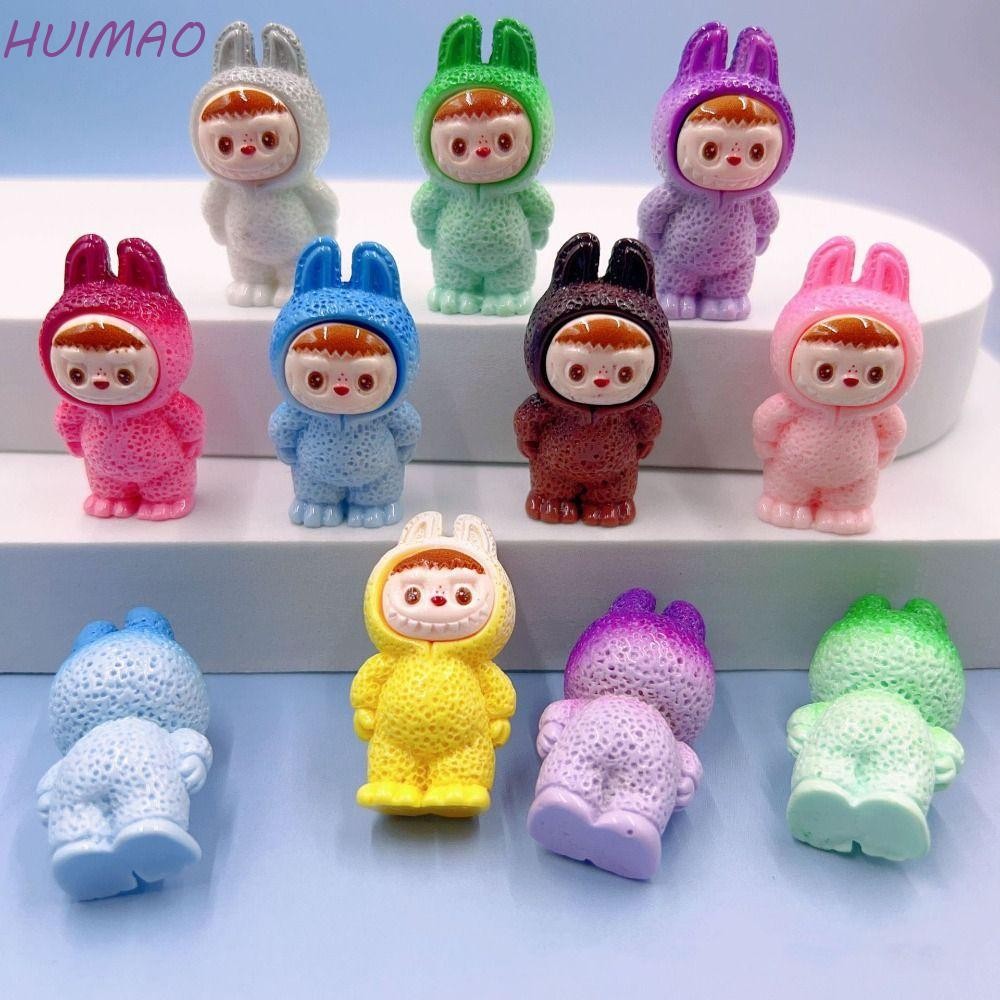 Huimao 6 ชิ้น Labubu เรซิ่นการ์ตูน Figurine, Action Figure Gradient สี ...