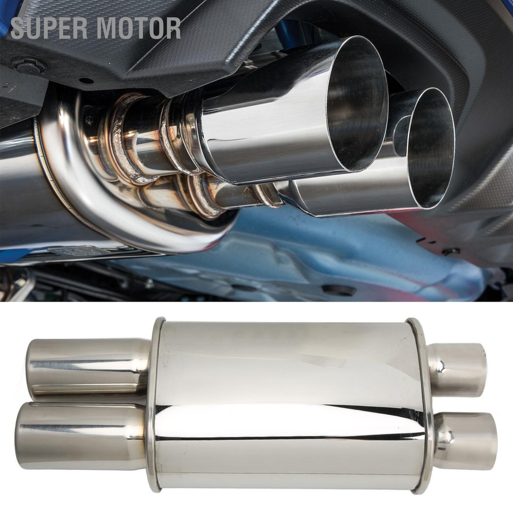 Super Motor Car Exhaust Muffler Pipe 63mm/2.5in Dual Inlet Outlet Oval ...
