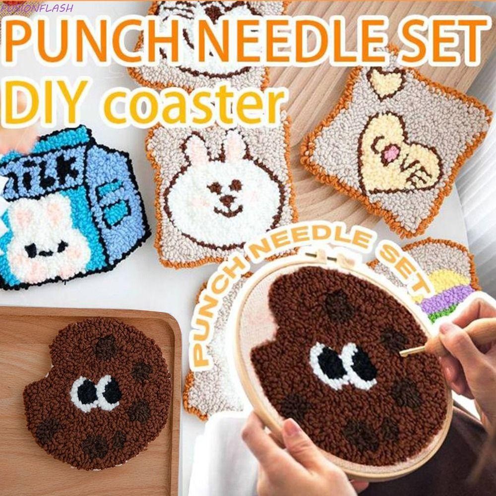 Fusionflash ที่รองแก้วสักหลาดน่ารัก, เย็บปักถักร้อย Hoop การ์ตูน Punch ...