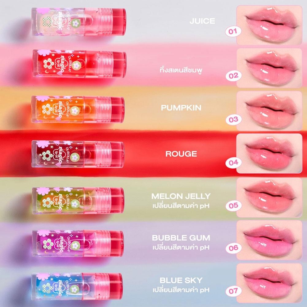 8 สี Roll-on Fruit Essence Lip Balm Moisturizing Mirror Primer Lip ลิปสติก Hydrating Gloss ...