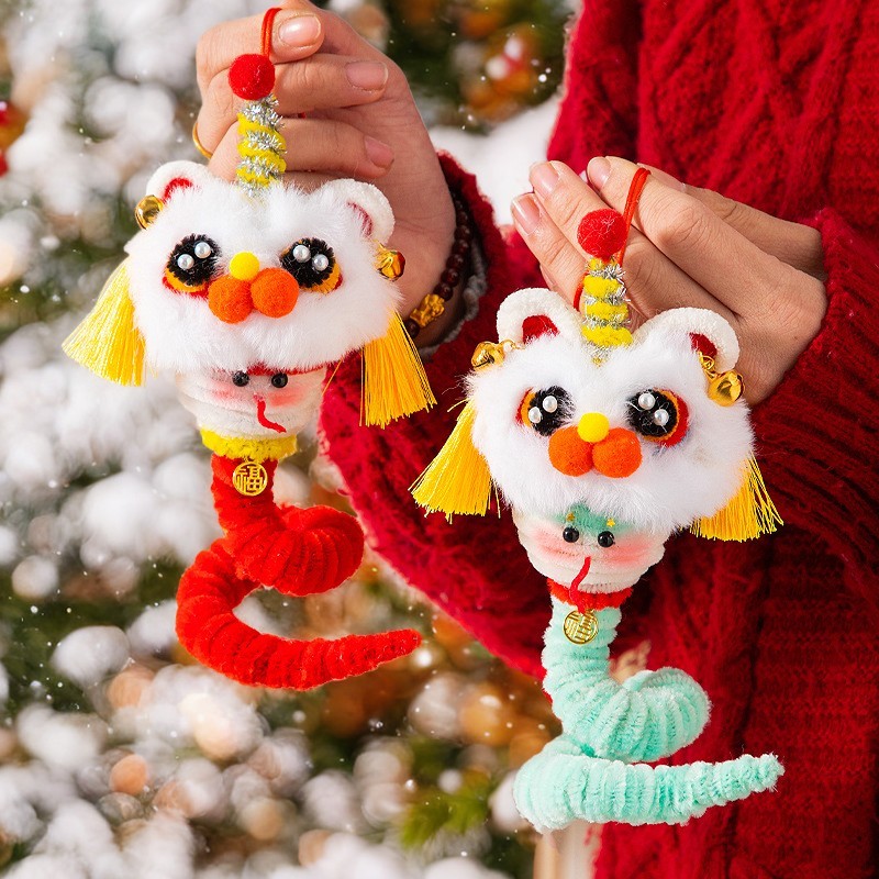 แท่งไม้บิด จี้ปีใหม่ จี้ปีใหม่งู DIY 3D เครื่องประดับแขวน จี้ตกแต่ง ...