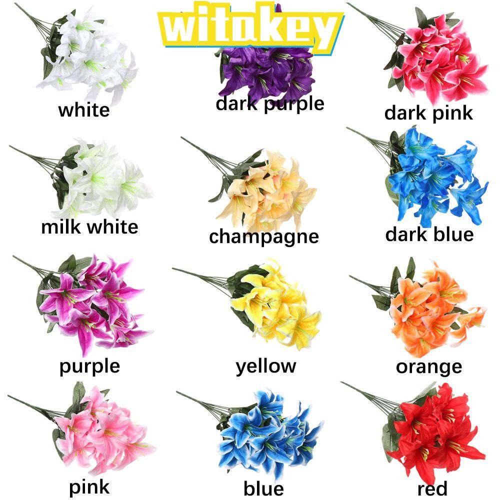 WITAKEY 10 หัวปลอม Lilies เครื่องใช้ในบ้านคุณภาพสูง Hot Lilies ช่อดอกไม้ | Shopee Thailand