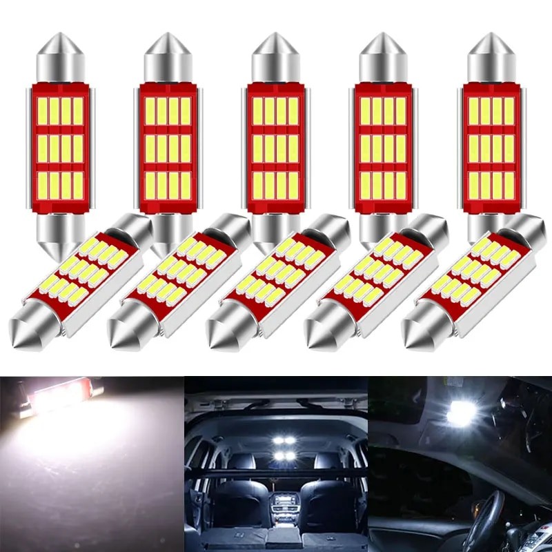 10pcs Festoon C5W C10W หลอดไฟ LED 31 มม.36 มม.39 มม.41 มม.4014 LED CANBUS ภายในรถโดมโคมไฟอ่าน ...