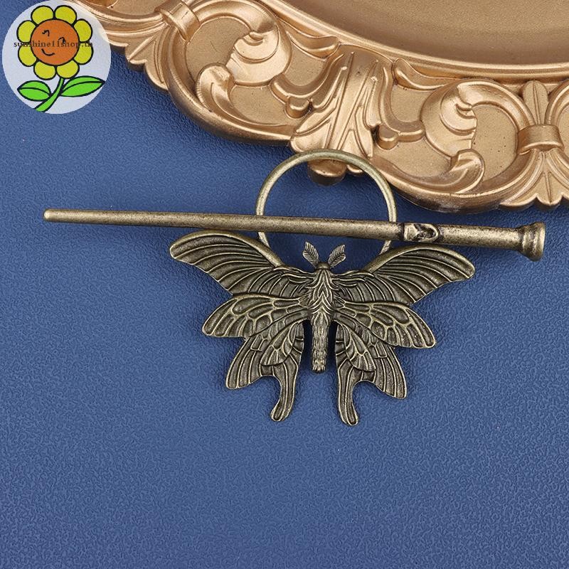 SUNSHOP Viking Moth Hair Stick Retro Gothic กิ๊บติดผมผีเสื้อด้านหลังหัว ...