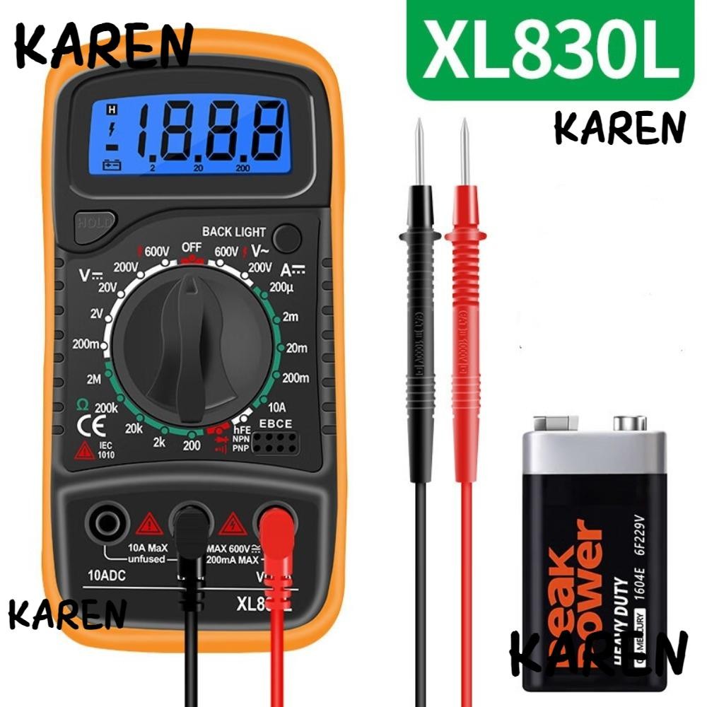 KAREN เครื่องทดสอบวงจรปัจจุบัน Buzzer, มัลติมิเตอร์แบบดิจิตอล LCD แบ็คไลท์ XL830L, เครื่องทดสอบ ...