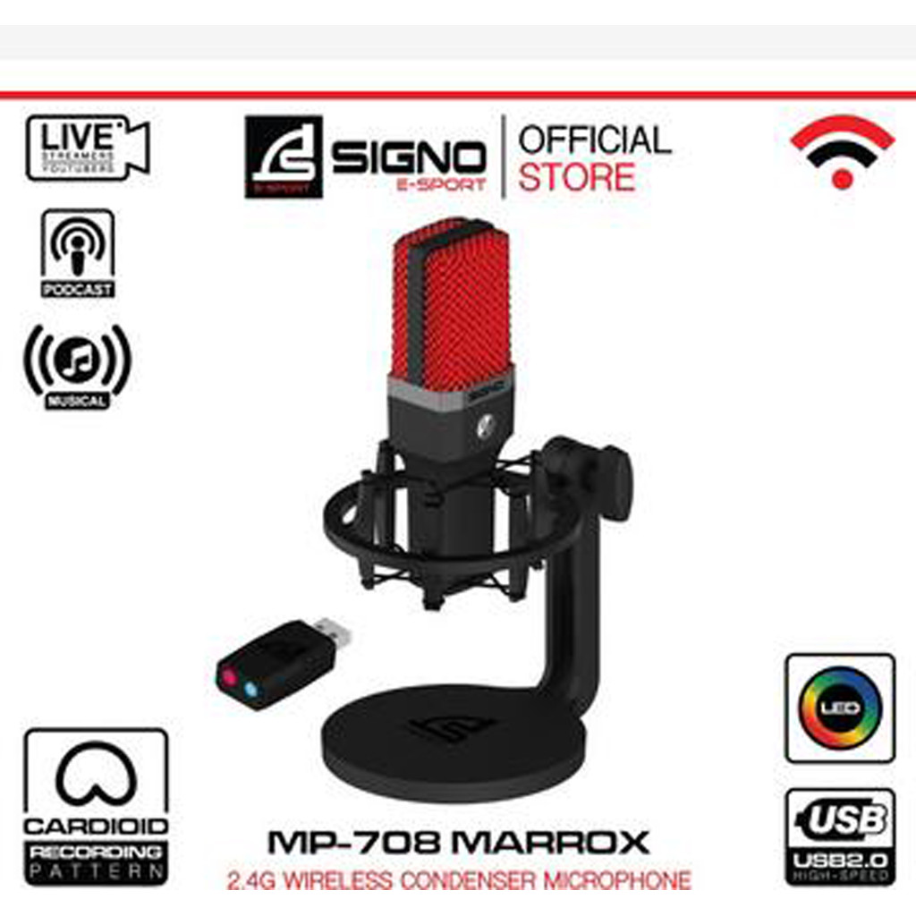 SIGNO E-Sport Professional 2.4G Wireless Condenser Microphone MARROX ...