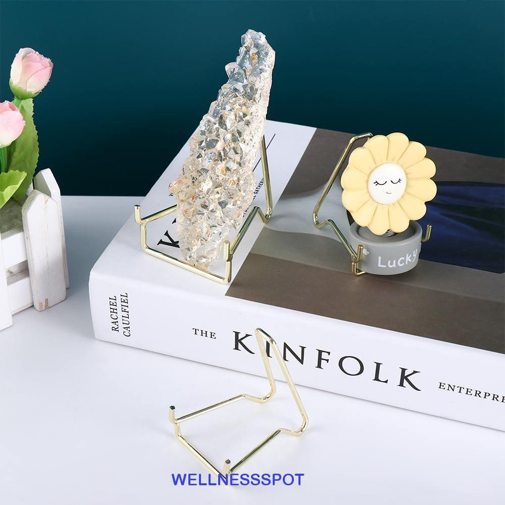 Wellnessspot ขาตั้งจอแสดงผล DIY โลหะผสมการถ่ายภาพ Props ตกแต่งสํานักงานคริสตัล Agate ฐานทรงกลมหก ...