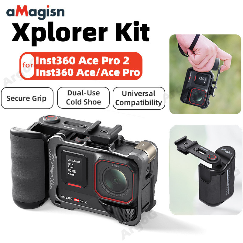 AMagisn Xplorer Street การถ่ายภาพ Grip สําหรับ Insta360 Ace Pro/Pro 2 น้ําหนักเบา 1/4 "ด้าย ...